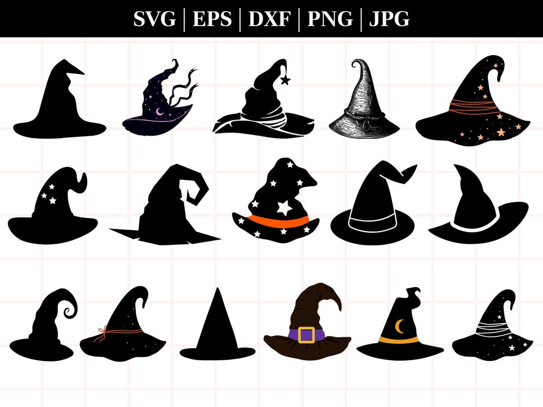 Witches Hat SVG Bundle, Hat SVG, Witchcraft Svg, Halloween Svg, Witch ...