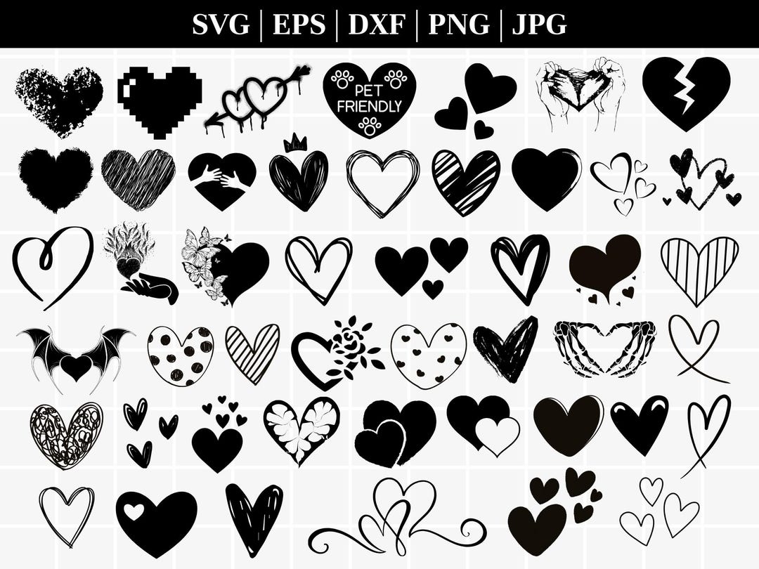 Heart Svg Bundle - Hearts Svg, Love Svg, Valentine Days Svg, Cute Heart ...