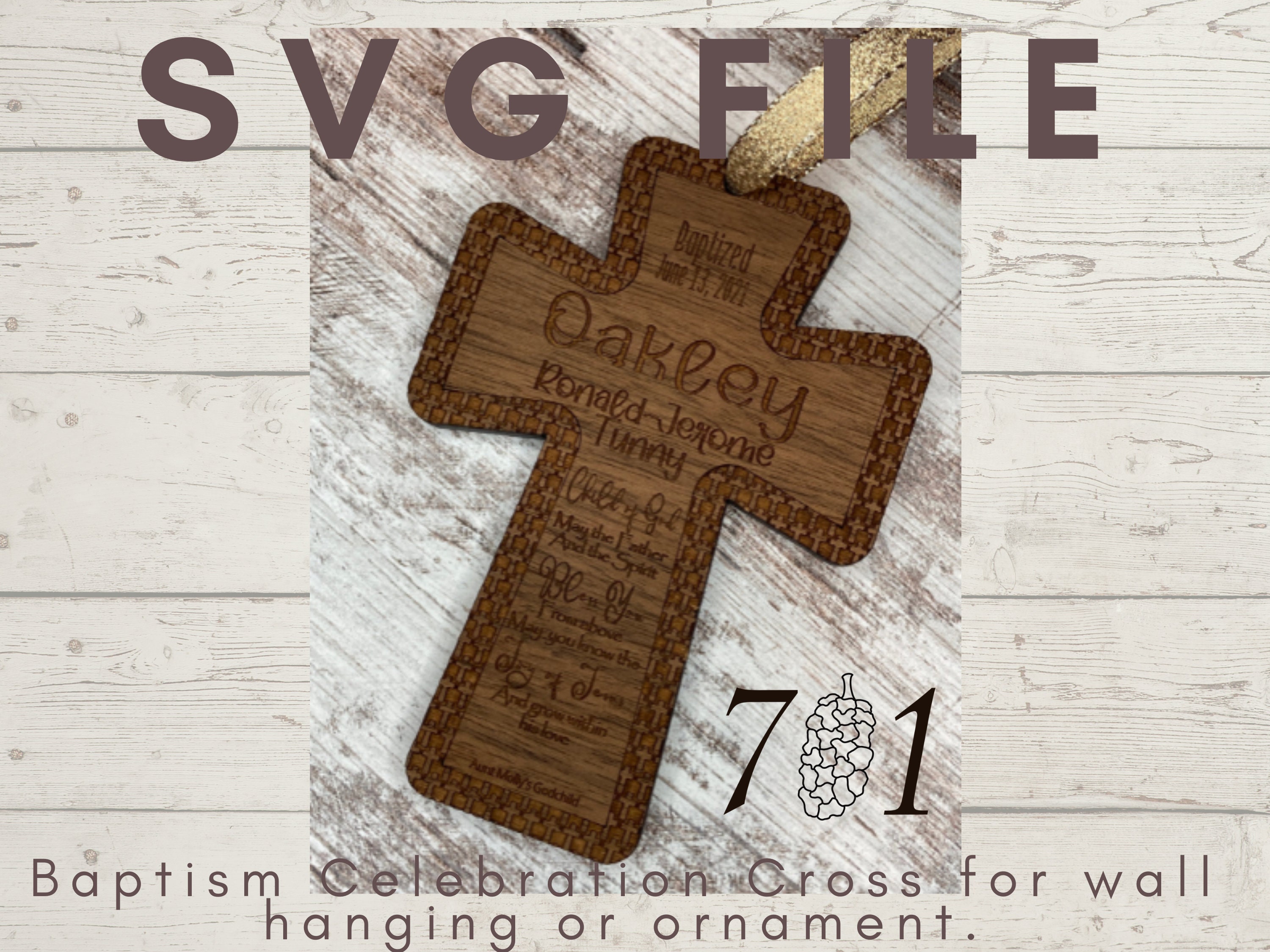 Digital Art & Collectibles baptism SVG cross laser file glowforge file ...