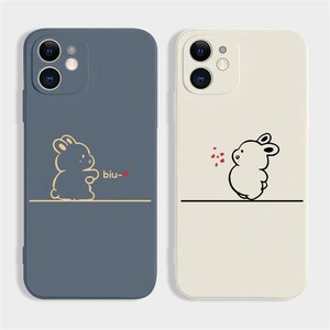 Kawaii Rabbit Personalization Silicone Couple Phone Case,iphone 16 Case ...