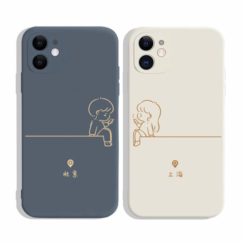 Long-distance Lovers Personalization Silicone Couple Phone Case,iphone ...