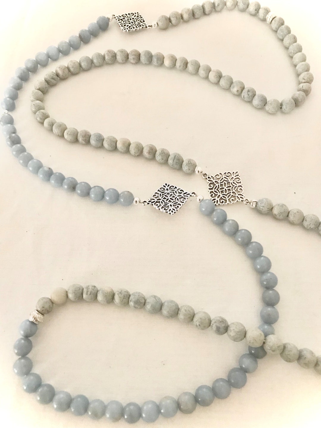 Angelite Flower Necklace - Etsy