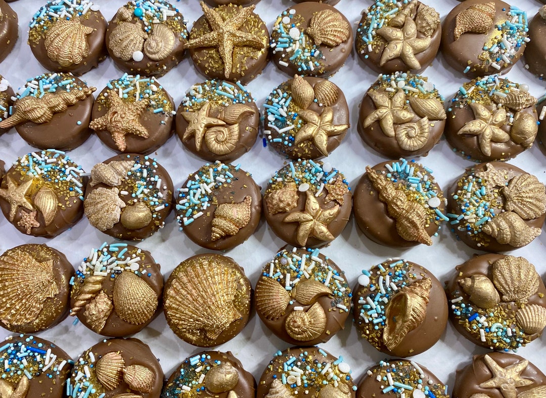 28 Milk Chocolate Oreos With Sea Shell, Ocean, Beach Themed Accents ...