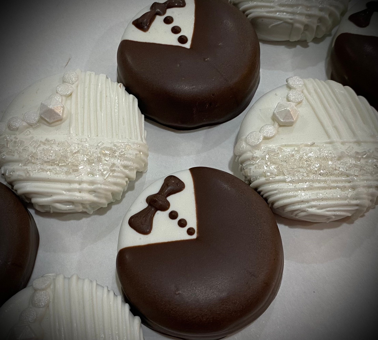 12 Sets (24 Oreos Total) Chocolate Dipped Bride and Groom Oreos ...
