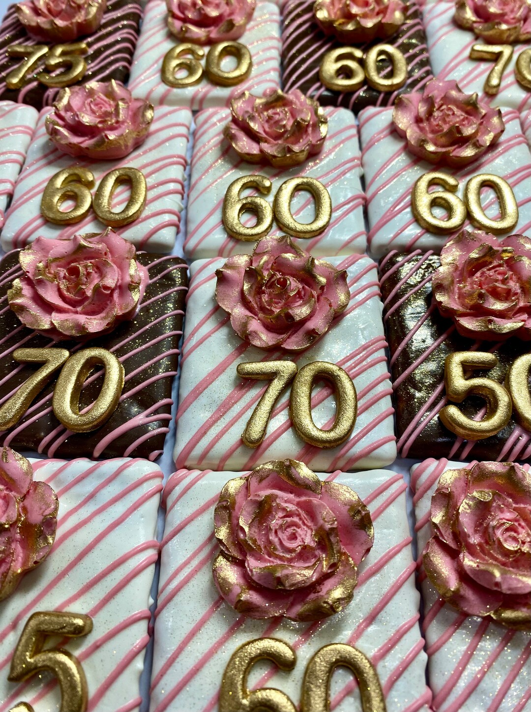 12 Floral Themed Birthday Graham Crackers Dipped in Your Choice of ...