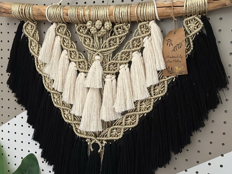 Gold & Black Macrame Wall Hanging - Etsy