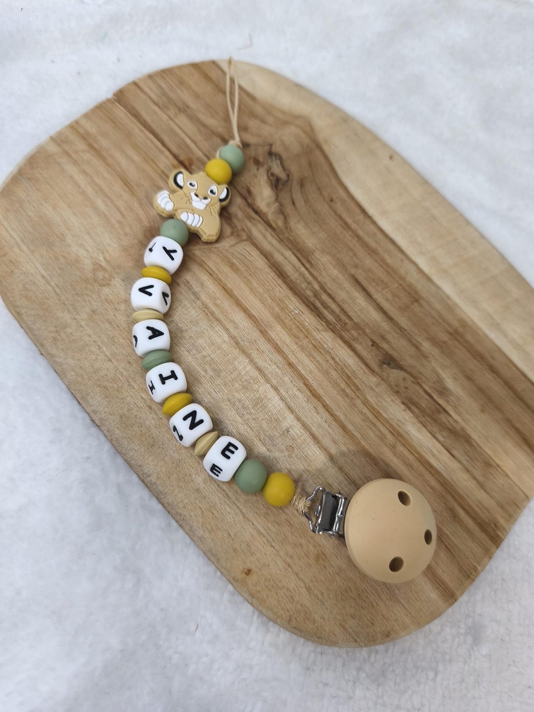 Personalized Silicone Pacifier Clip Lion SIMBA - Khaki Beige Savannah ...