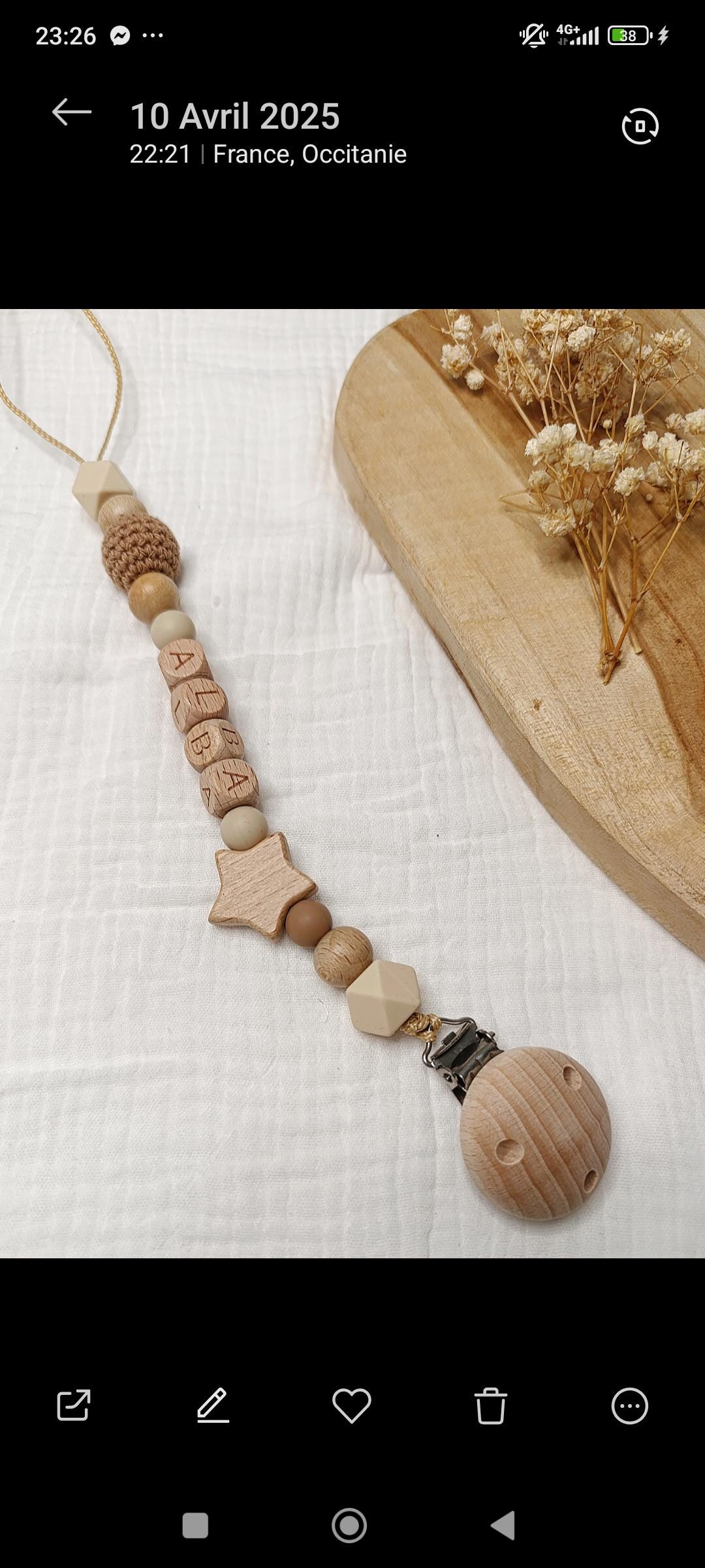 Silicone and Natural Wood Pacifier Clip - White and Beige - Star ...
