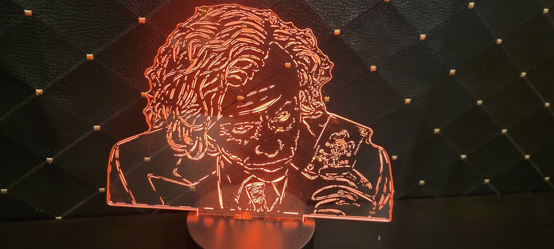 Lamp. JOKER. Edge Lit With Base and Remote and Usb Plug. Color Changing With Flash in Different ...