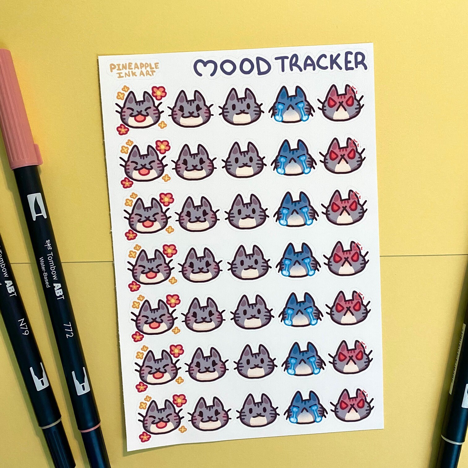 Cat Mood Tracker Sticker Sheets I Matte I Waterproof I Planner | Etsy