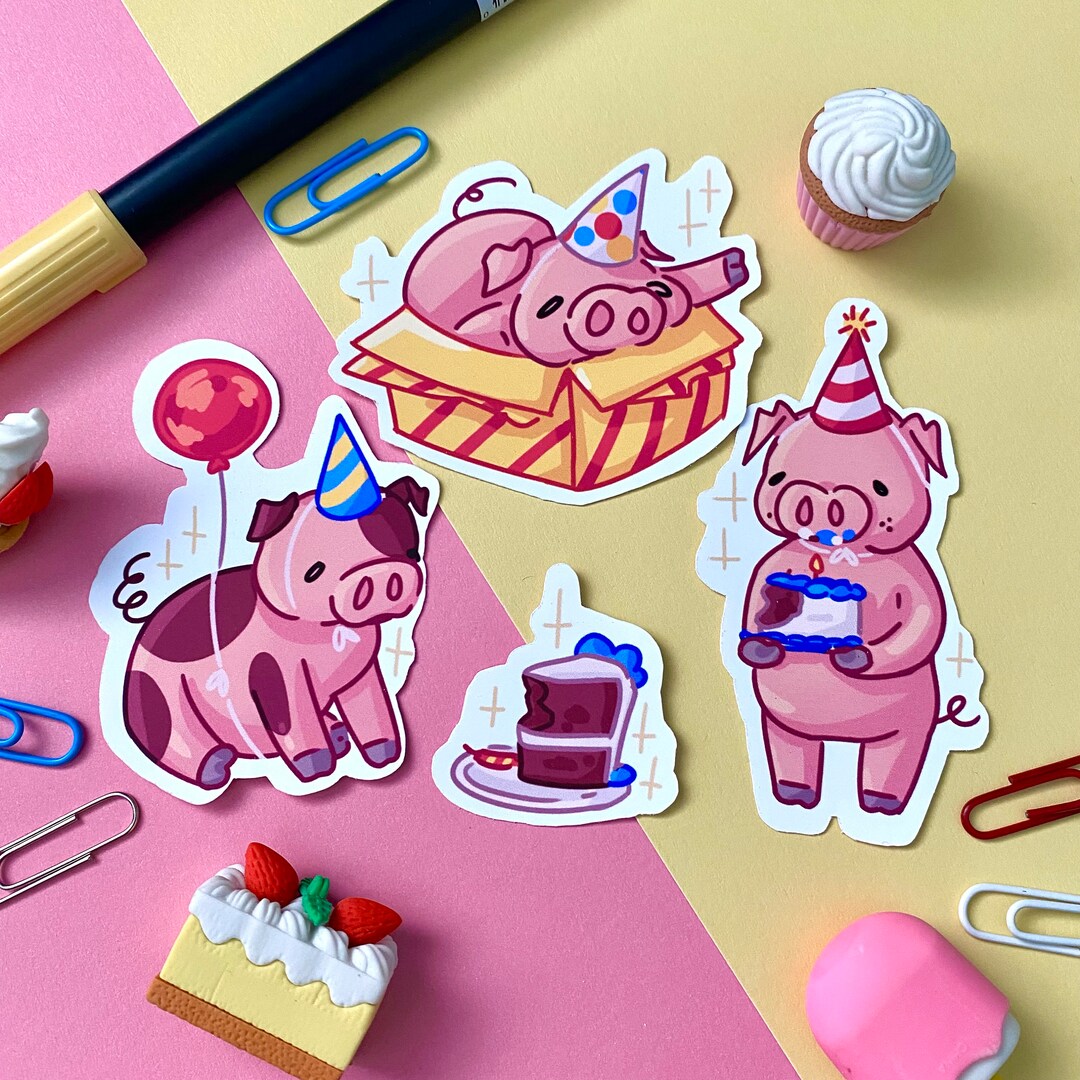 Party Pigs Die Cut Stickers I Matte I Water Resistant I Farm I Animals ...