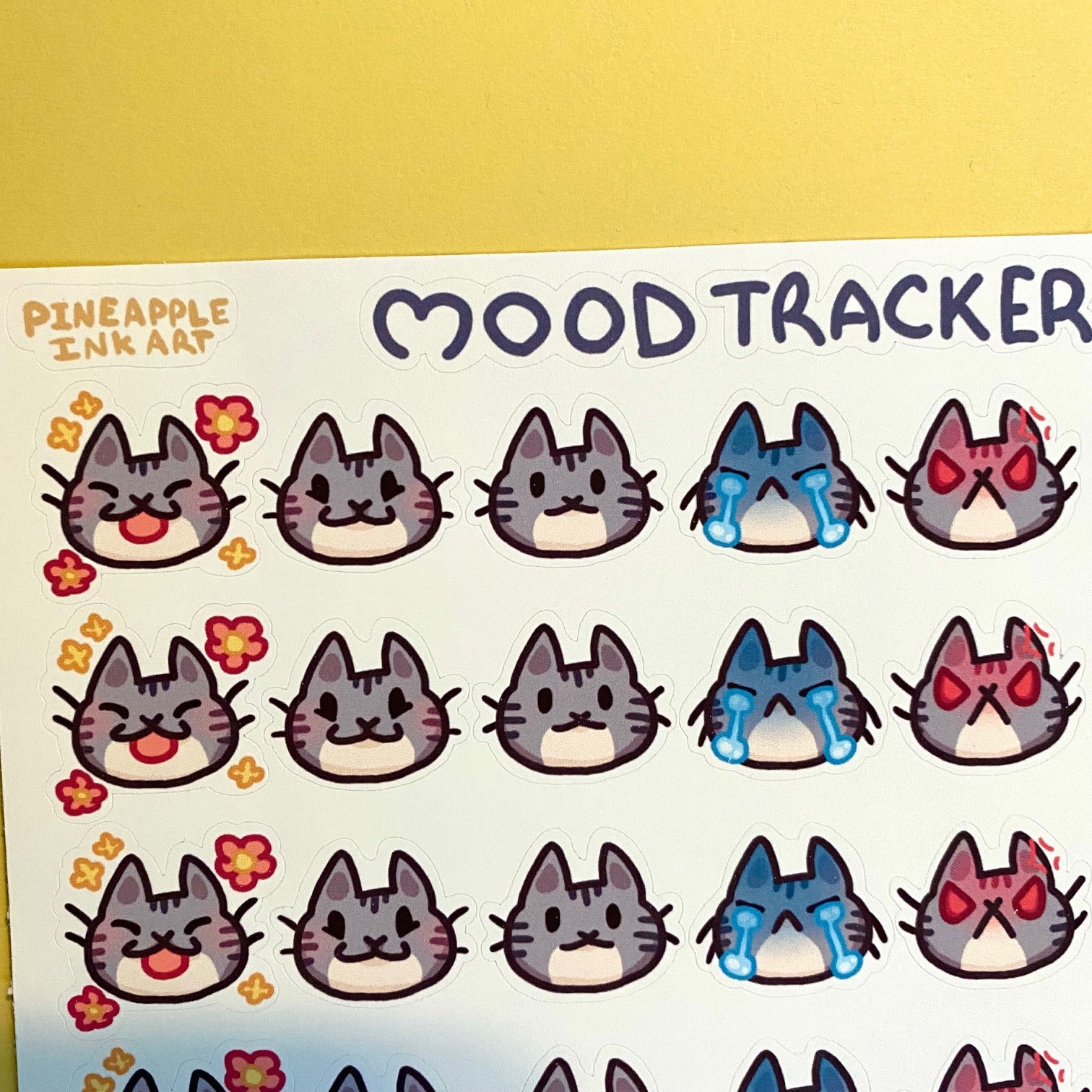 Cat Mood Tracker Sticker Sheets I Matte I Waterproof I Planner | Etsy