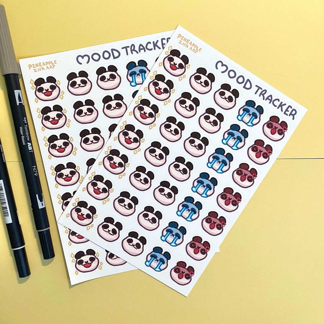 Panda Mood Tracker Sticker Sheet I Matte I Water Resistant I - Etsy