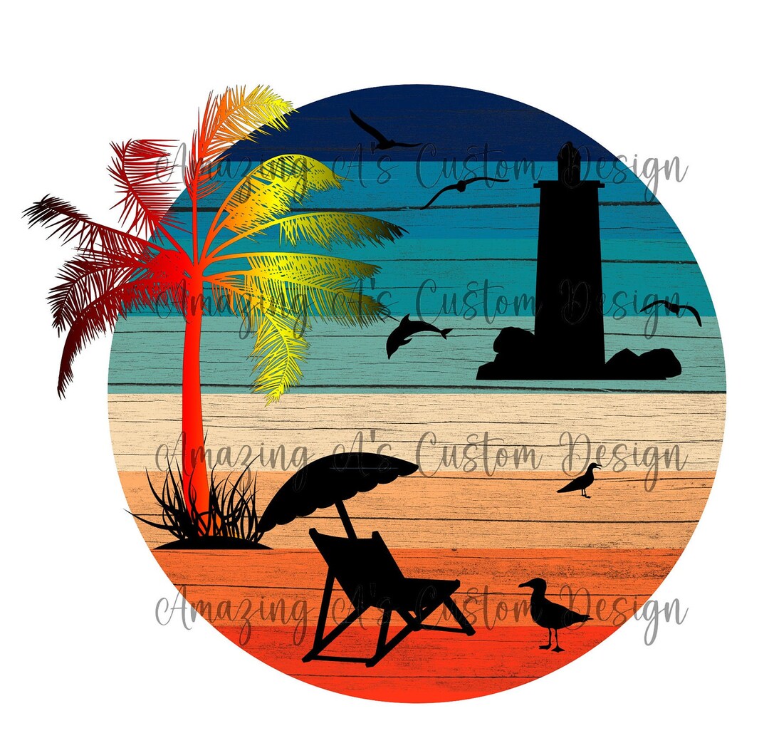 Summer Beach Silhouette PNG Sublimation Design 300 DPI - Etsy
