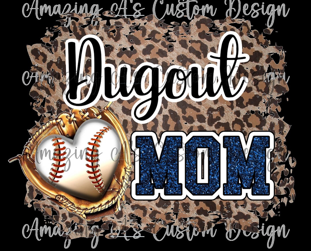 DUGOUT MOM Blue Glitter Cheetah Print Baseball 300 DPI Digital File ...