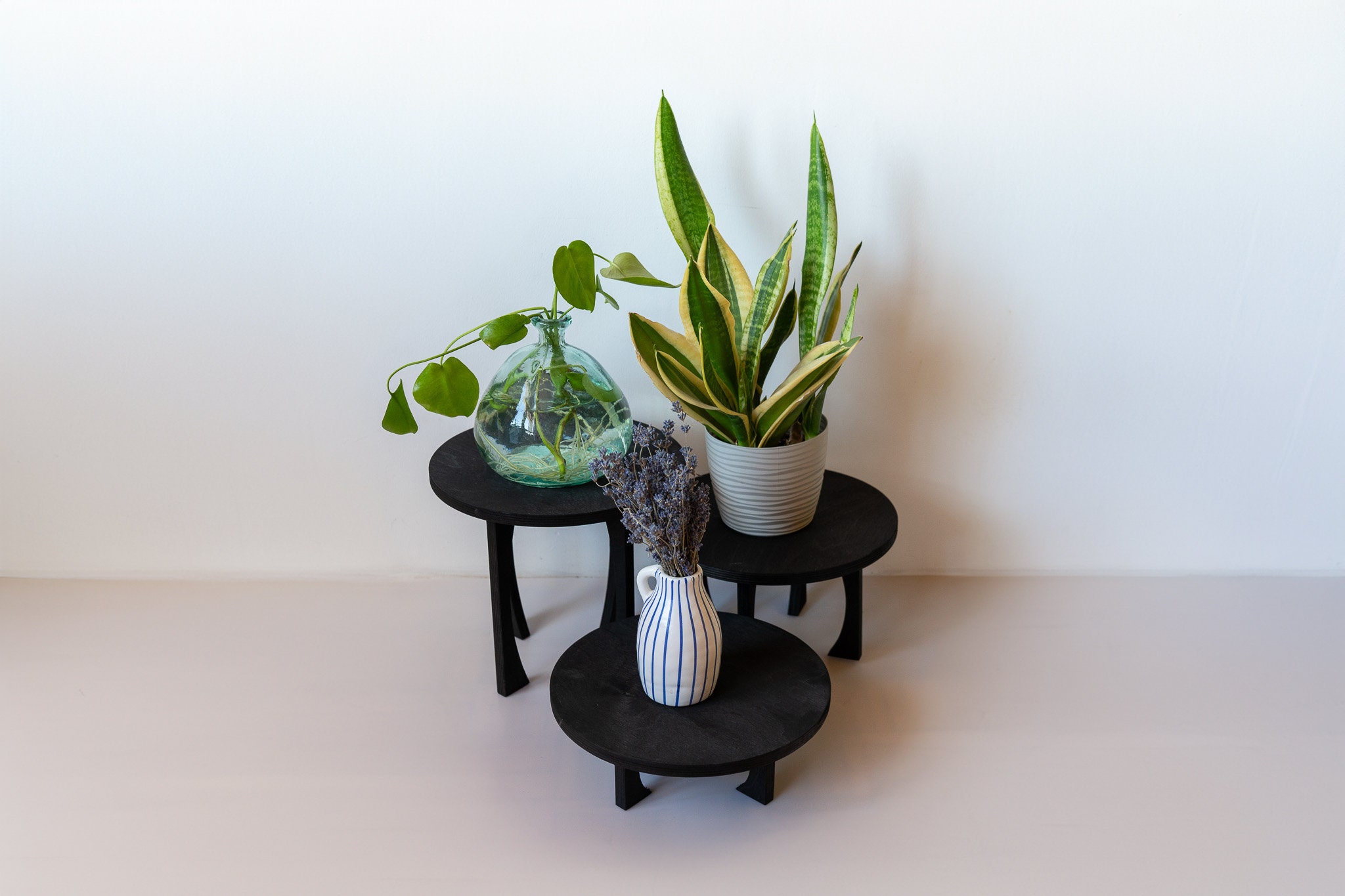 Wooden Black Plant Stand 3 Sizes MEDUZA Wide / Set of Flowerbeds - Etsy