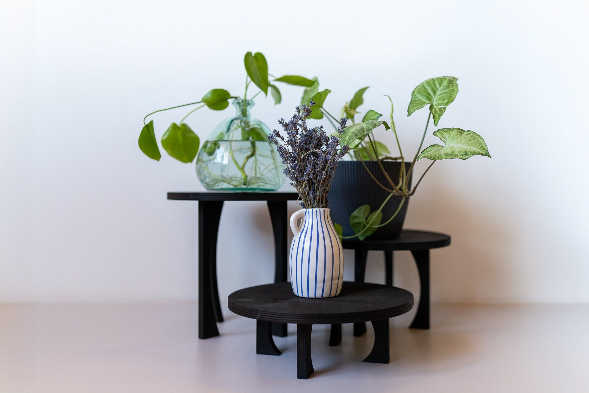 Wooden Black Plant Stand 3 Sizes MEDUZA Wide / Set of Flowerbeds - Etsy