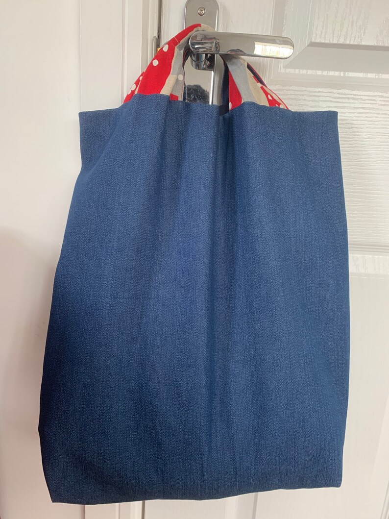 Blue Jean Tote Bag, Long Tote Bag, Jean Shopping Bag - Etsy