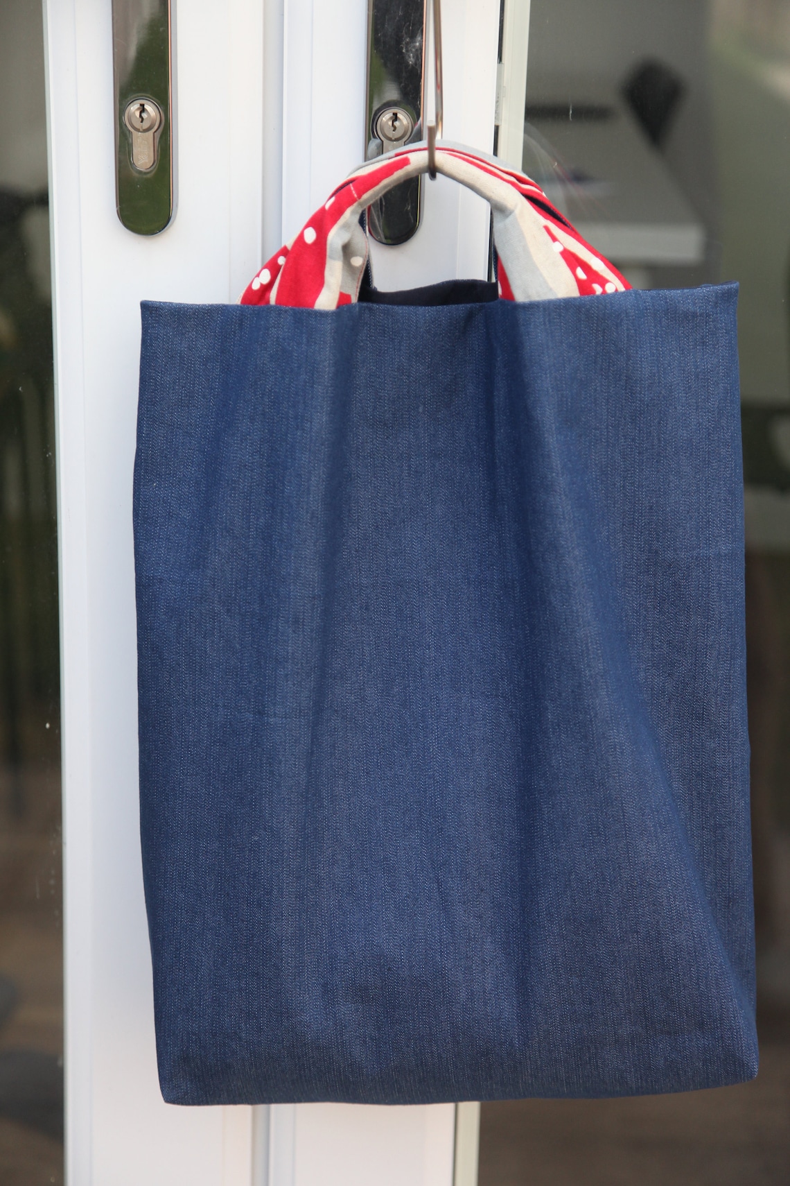 Blue Jean Tote Bag, Long Tote Bag, Jean Shopping Bag - Etsy