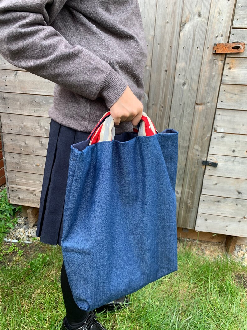 Blue Jean Tote Bag, Long Tote Bag, Jean Shopping Bag - Etsy