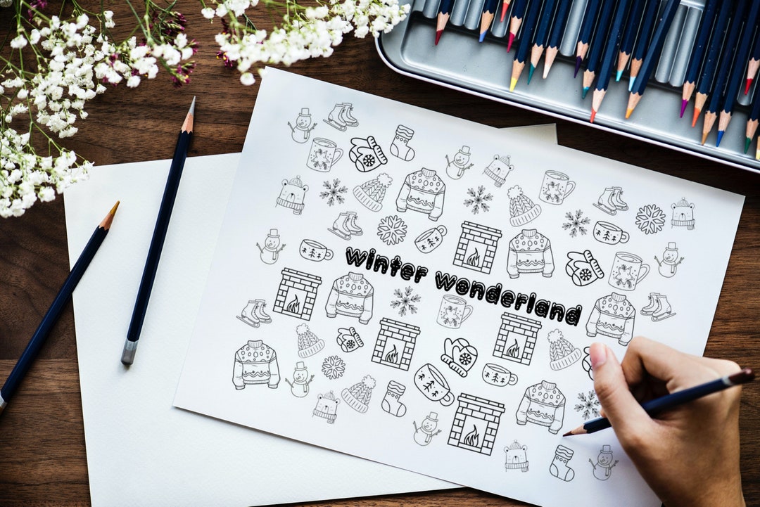 Holiday Doodles Coloring Pages - Etsy