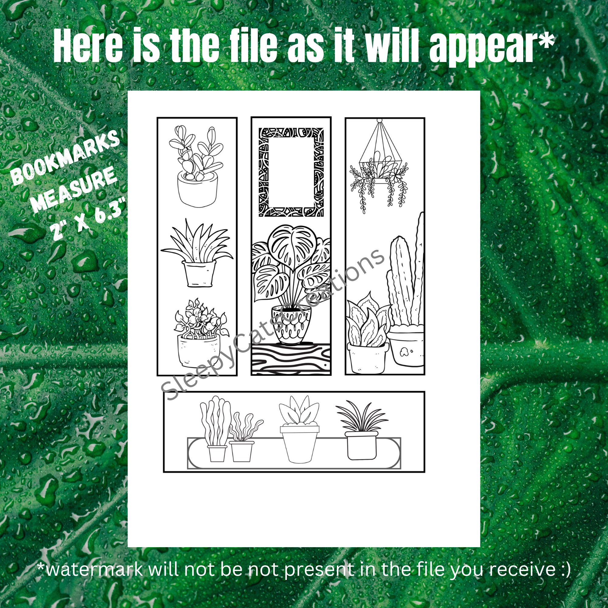 Printable Bookmarks for Houseplant Collectors Who Love to Create Art ...