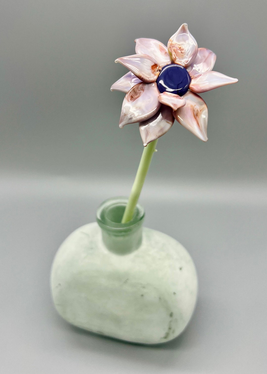Single Blush Glass Flower Long Stem, Ideal for Taller Vases it Can Be ...