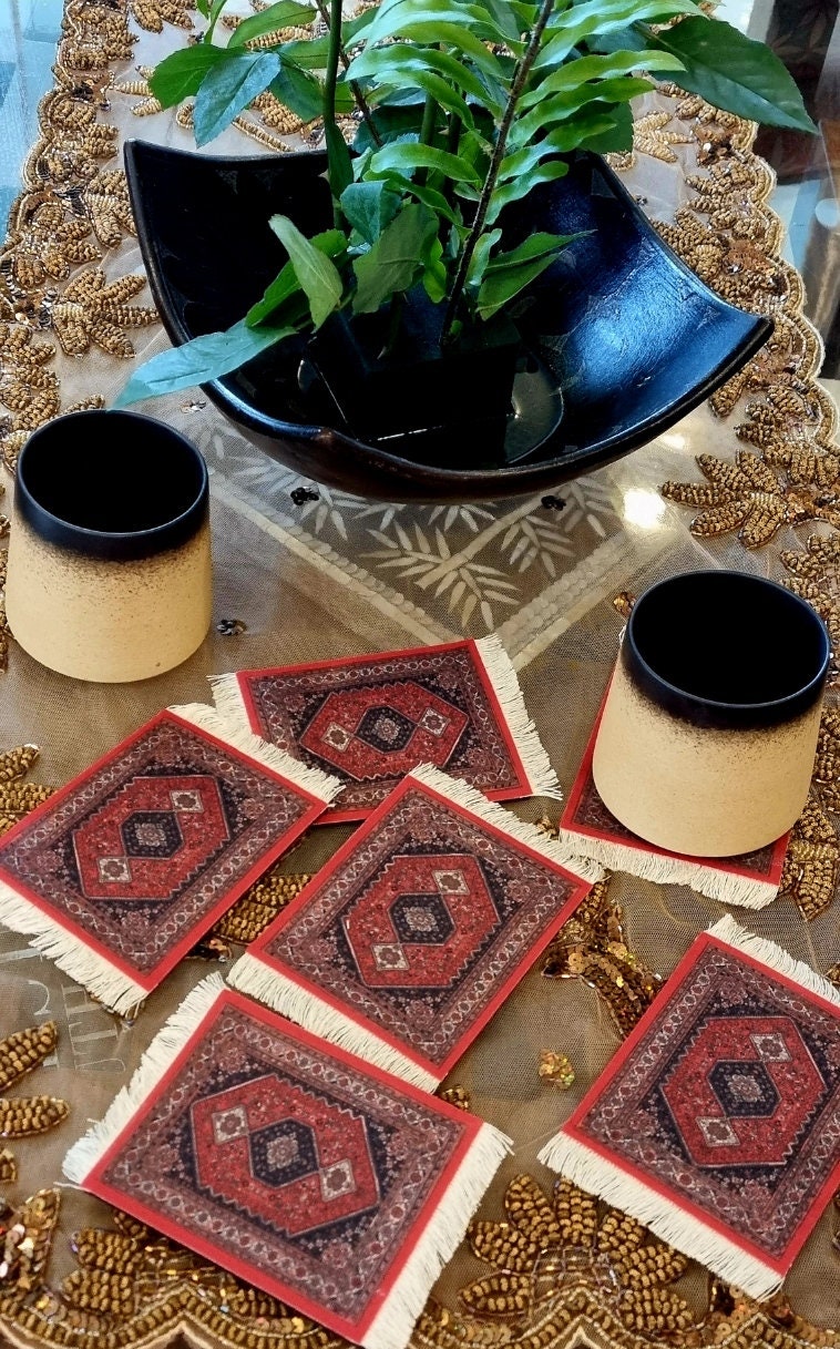 Persian Rug Coaster/set of 6drink Coaster/persian/coaster - Etsy