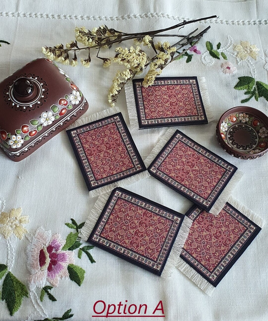 Persian Rug Coaster/set of 6drink Coaster/persian/coaster - Etsy