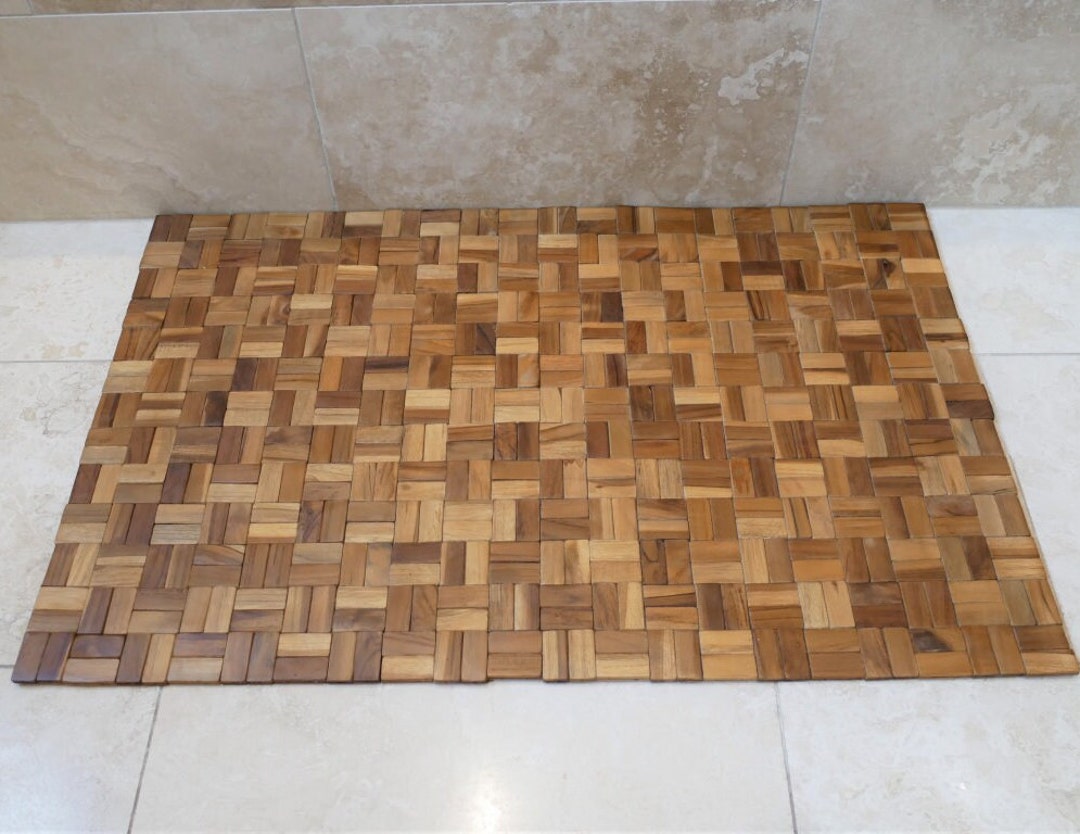 Large Teak Wood Bath/shower Mat | Teak Wood Mats | Wooden Bathroom Mats ...