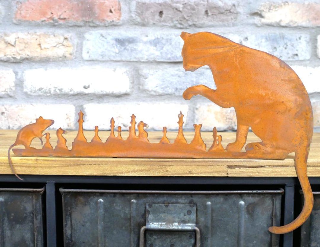 Rustic Style Cat and Mouse Fence Topper - Etsy