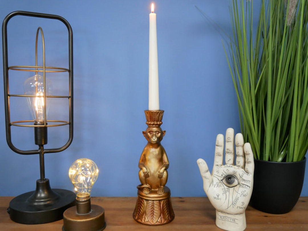 Bronzed Monkey Themed Candlestick Holder | Animal Candle Holders ...