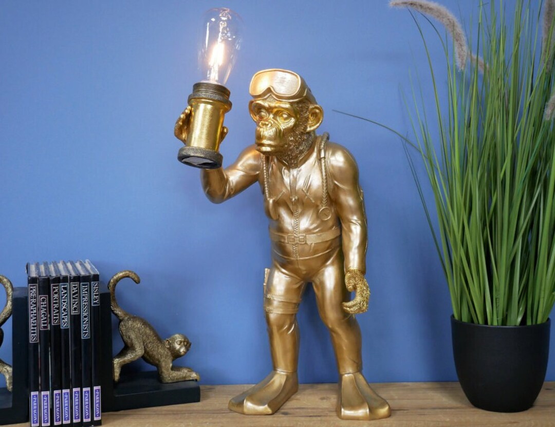 Large Golden Scuba Monkey Themed Light | Monkey Light | Golden Monkey ...