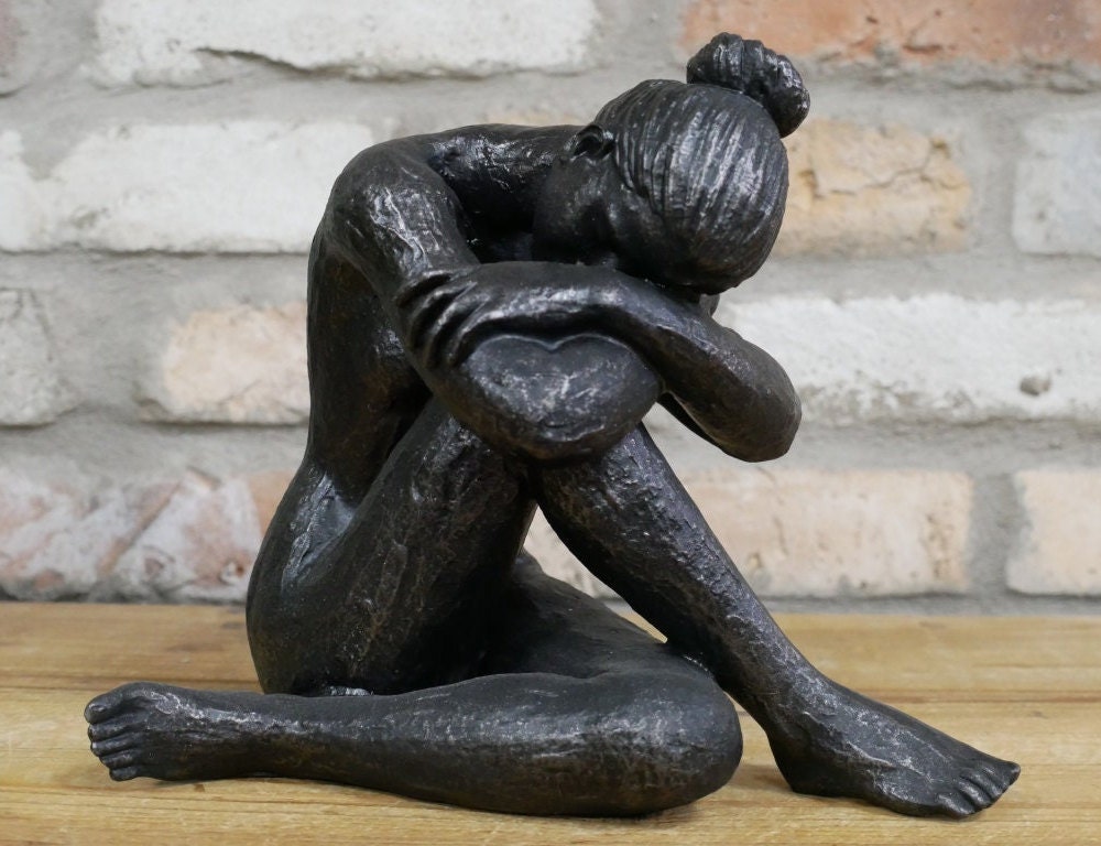 Sad Sitting Lady Sculpture | Lady Ornament | Woman Ornament | Emotional ...