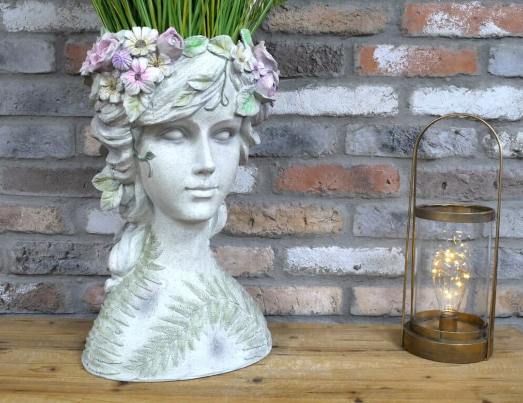 Floral Lady Head Planter Lady Planter Female Head Planter Unusual ...