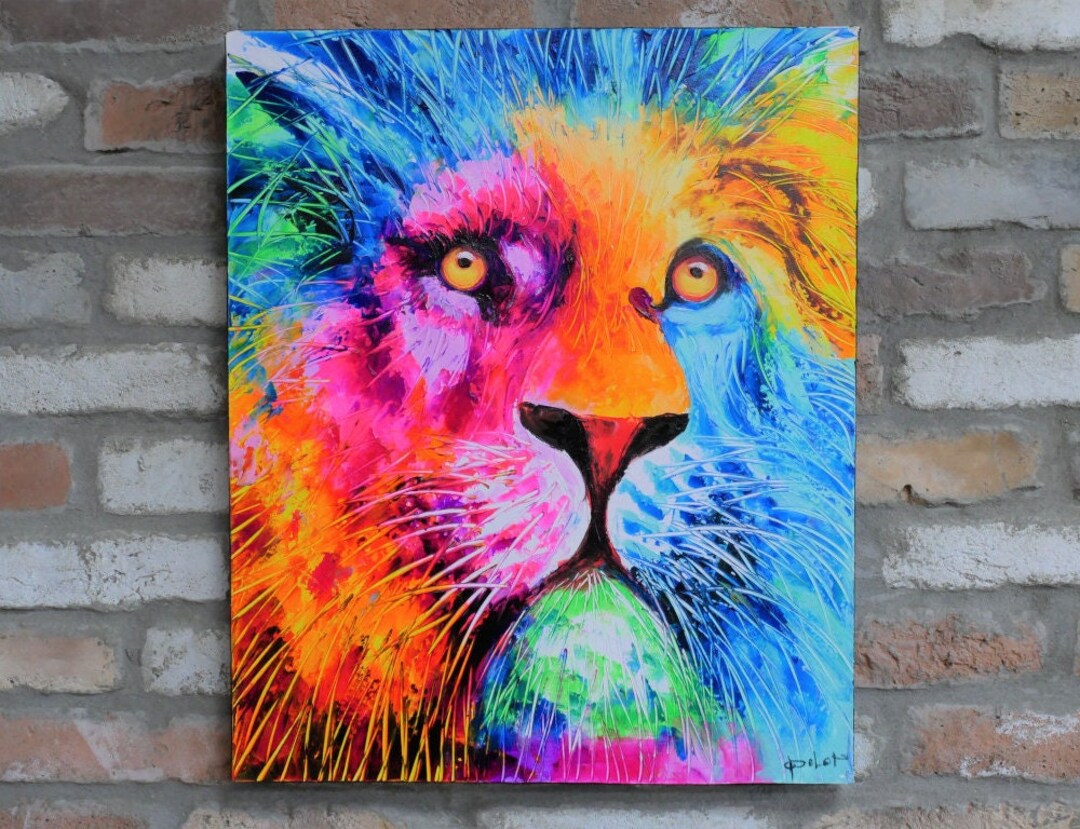 Vivid Art Ferocious Lion Wall Art Canvas - Etsy UK