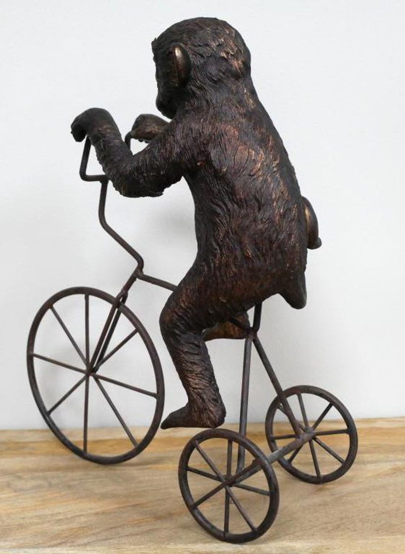 Antique Style Monkey Riding Tricycle Ornament - Etsy UK