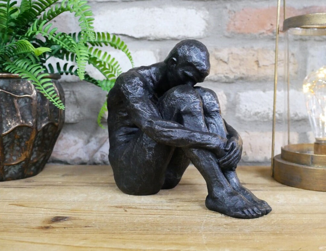 Sad Sitting Man Sculpture | Emotional Ornaments | Reflective Ornaments ...