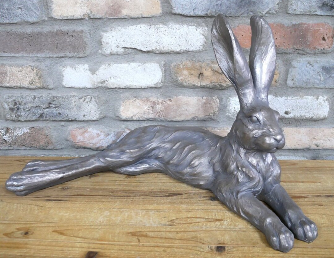 Large Laying Rabbit Statue | Rabbit Ornament | Rabbit Sculpture ...