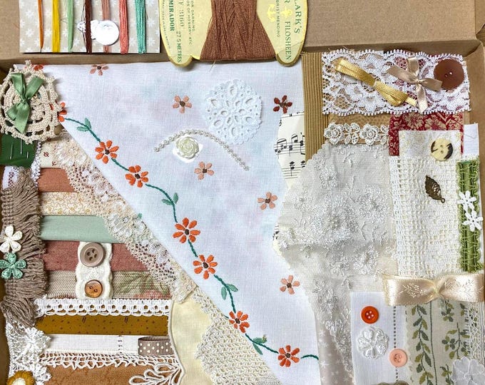 Vintage Stitch Kit |slow Stitch Kit | Vintage Fabric |vintage Lace|slow ...