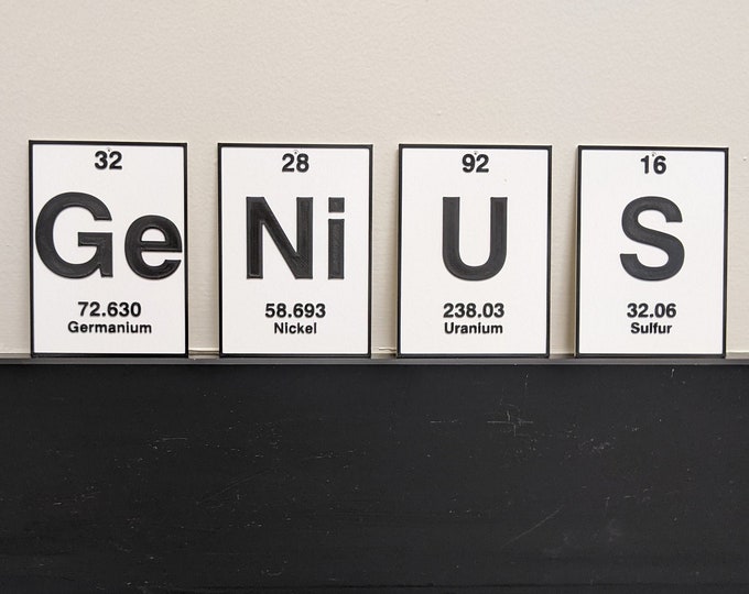 Genius | Periodic Table of Elements Wall, Desk or Shelf Sign - Etsy