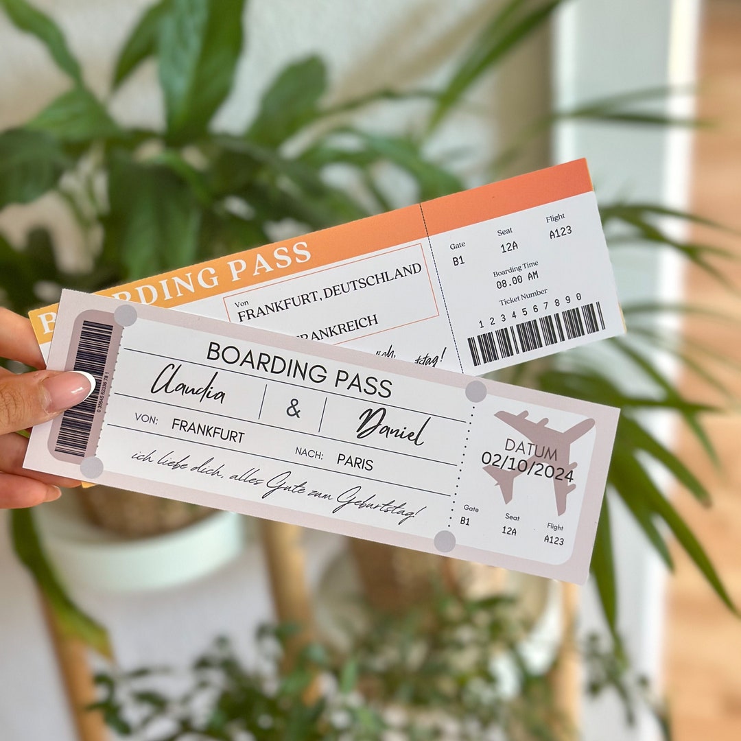 Reisegutschein | Bordkarte | personalisiertes Flugticket - Etsy.de