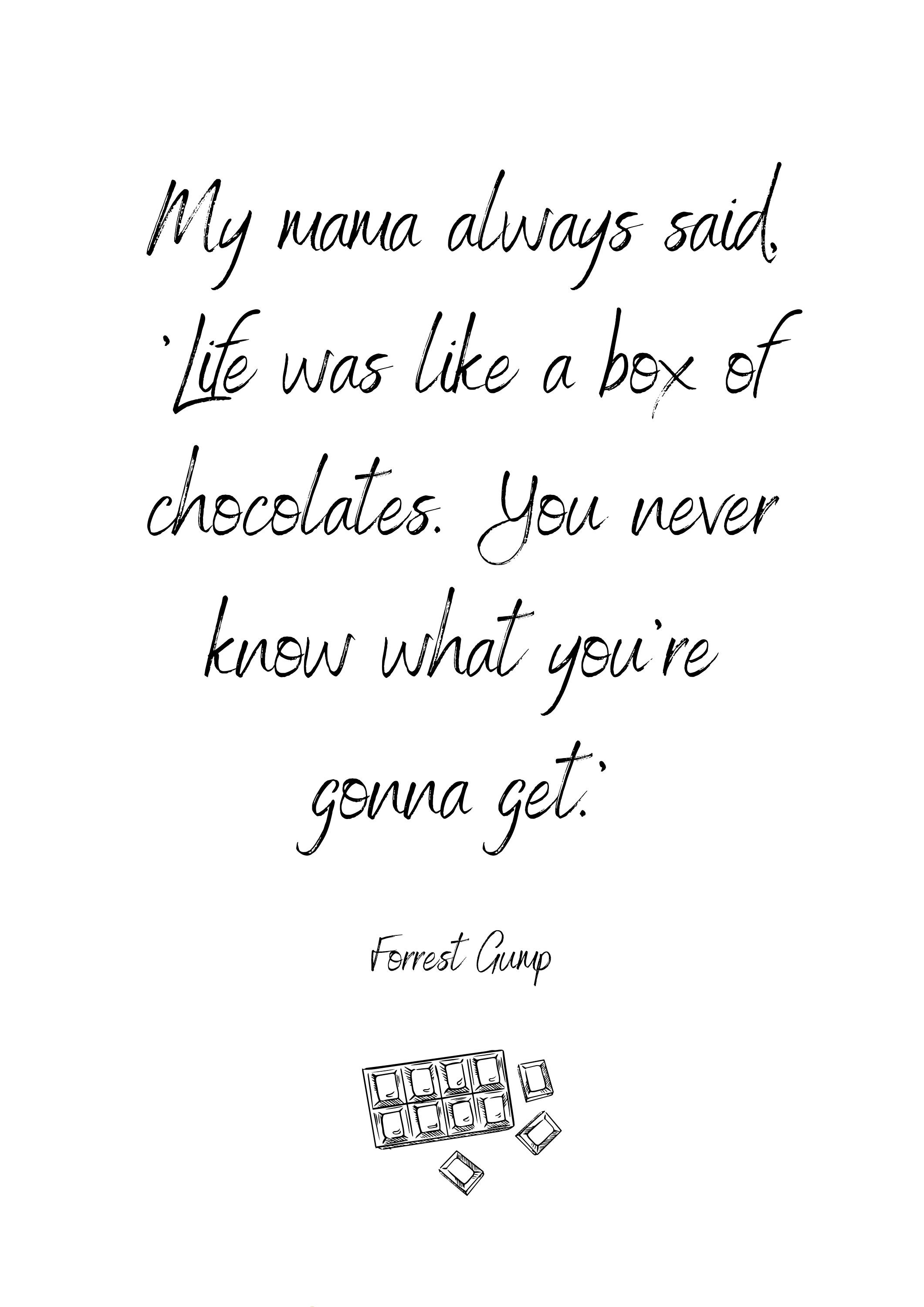 Forrest Gump Quote Print Life Was Like A Box Of Chocolates Movie