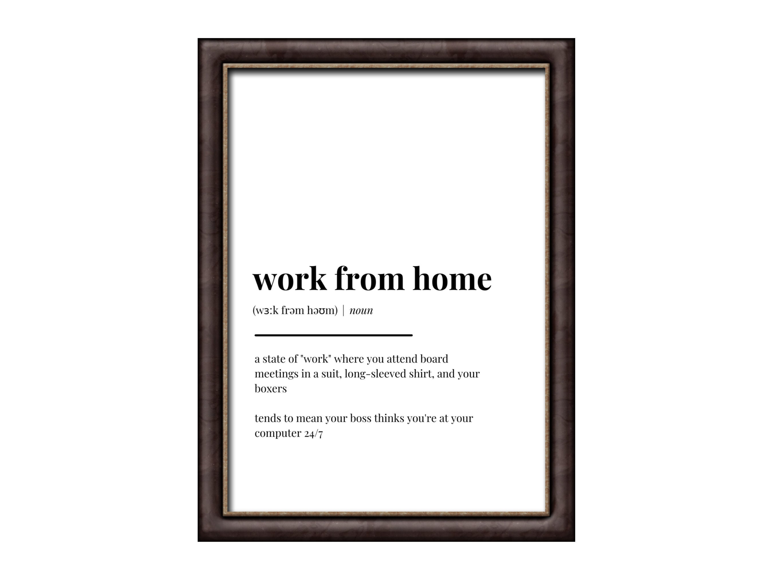 Work From Home Definition, Quote Print, Wall Art Print, Minimalist ...