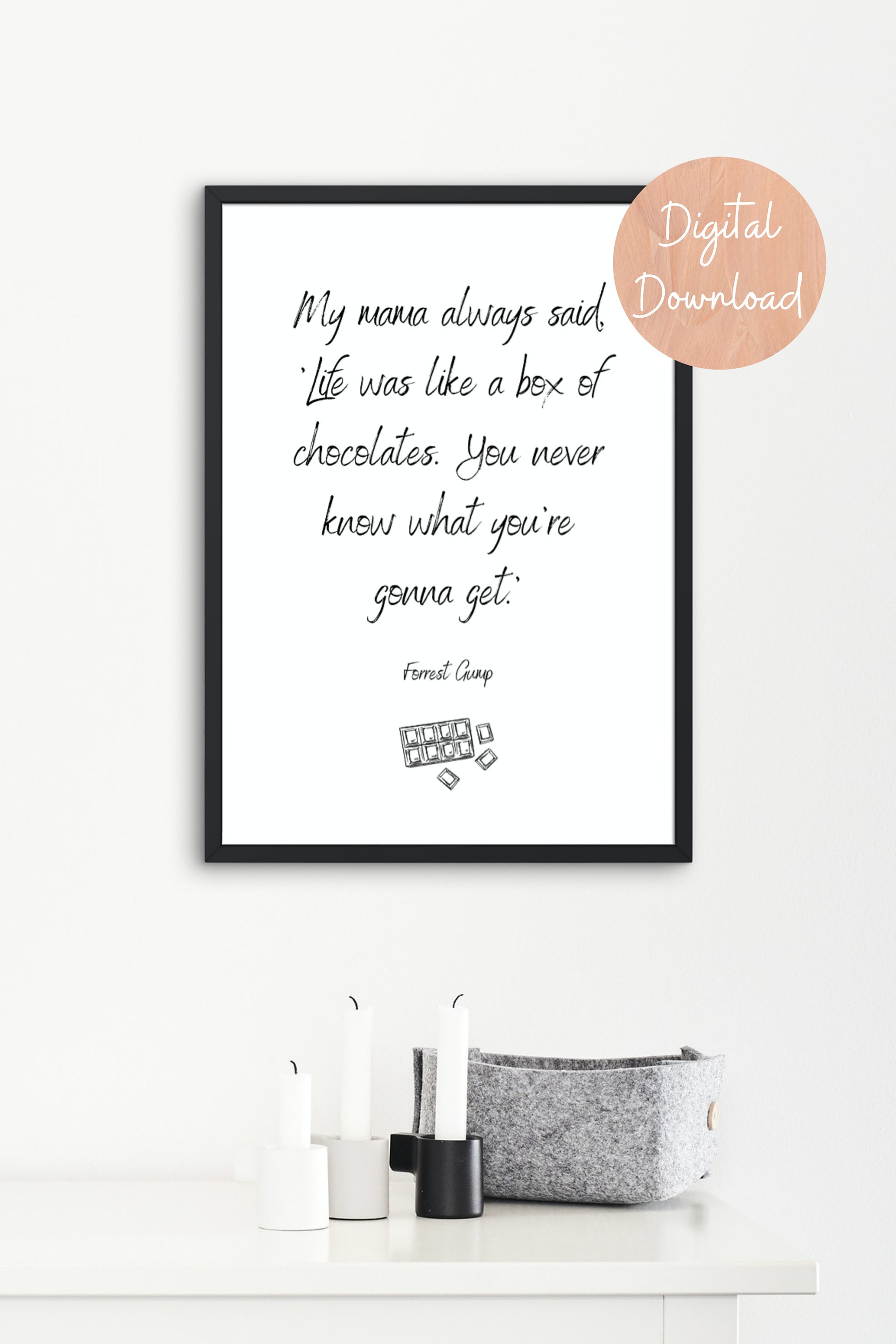 Forrest Gump Quote Print, Life Was Like a Box of Chocolates, Movie ...