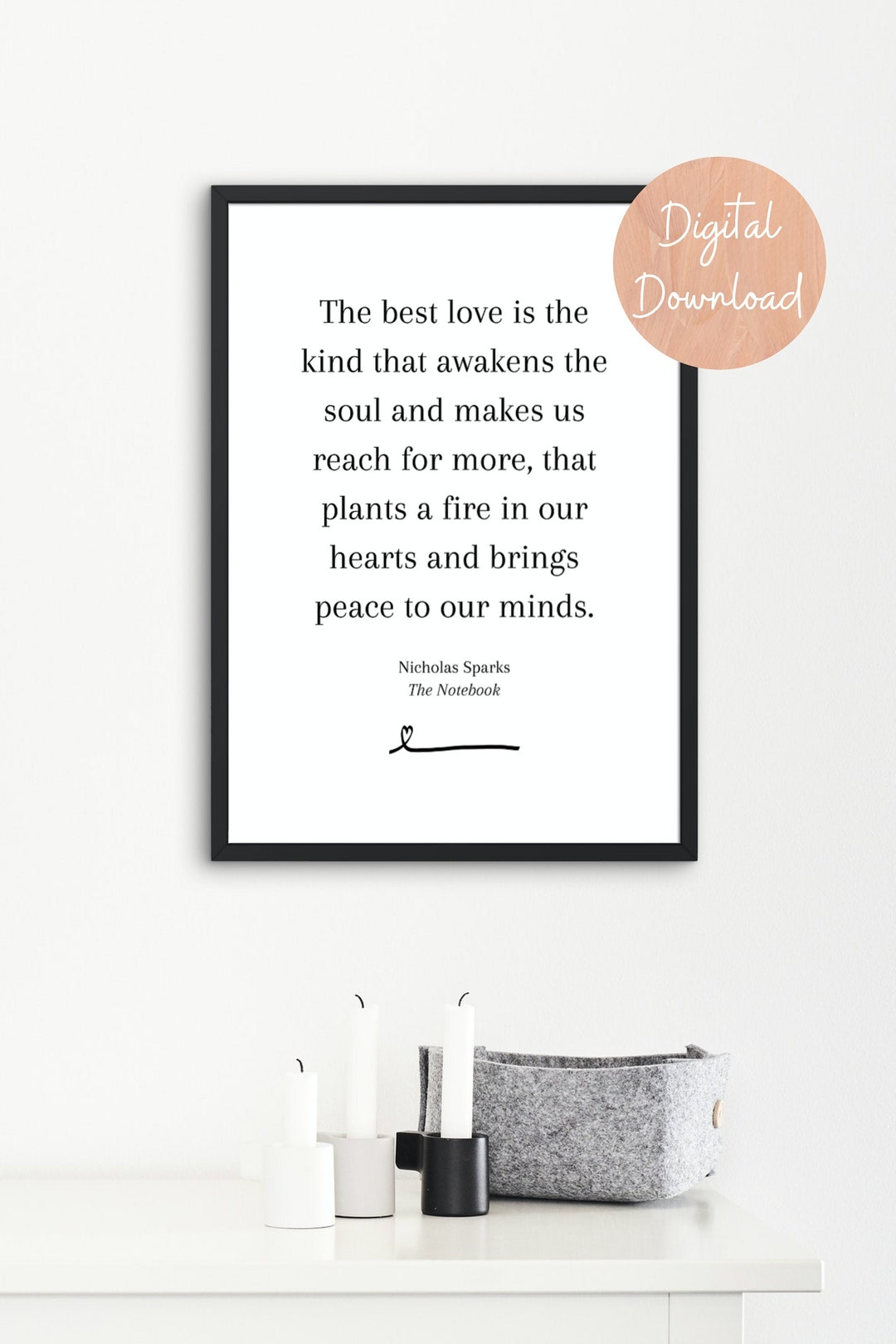 The Notebook Quote, Nicholas Sparks, the Best Love, Romantic Gift ...