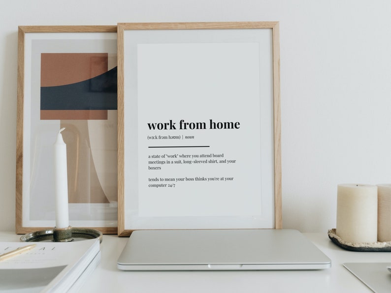 Work From Home Definition, Quote Print, Wall Art Print, Minimalist ...