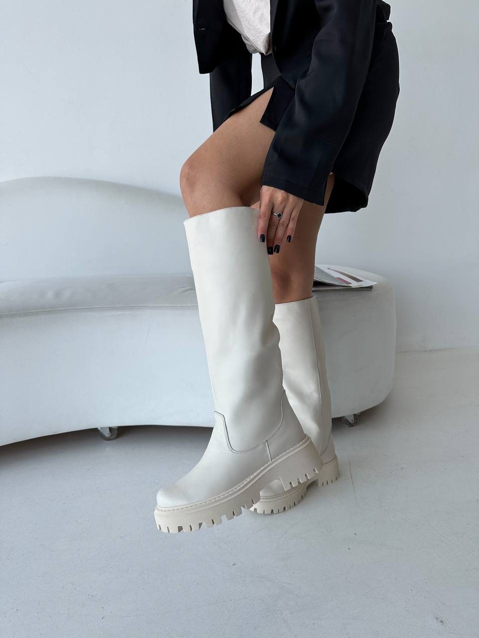 Knee High Boots Leather Boots Fall Boots Tall Boots White - Etsy