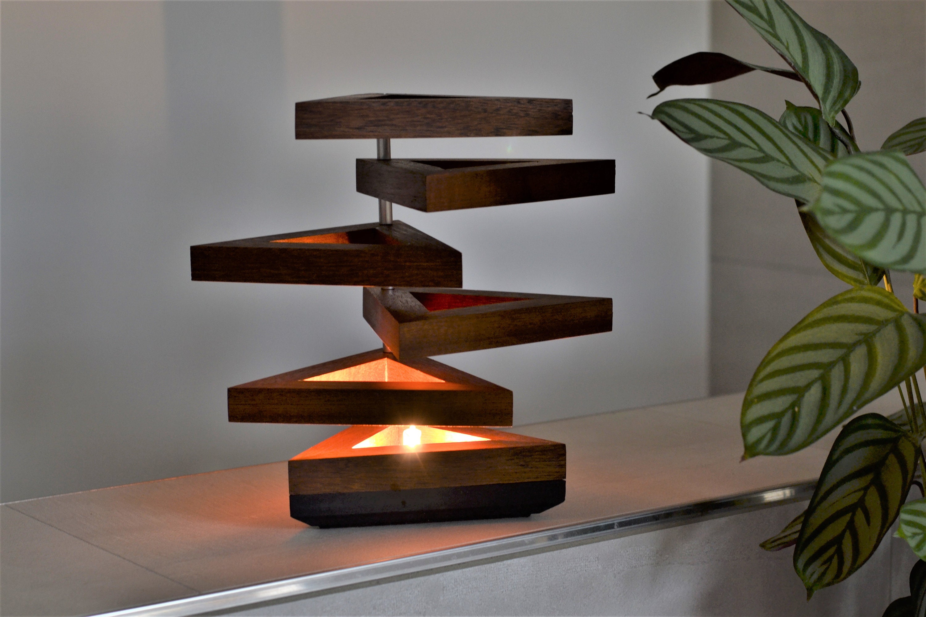 Wooden Desk Lamp Adjustable Triangles Accent Lamp Lampit Design - Etsy