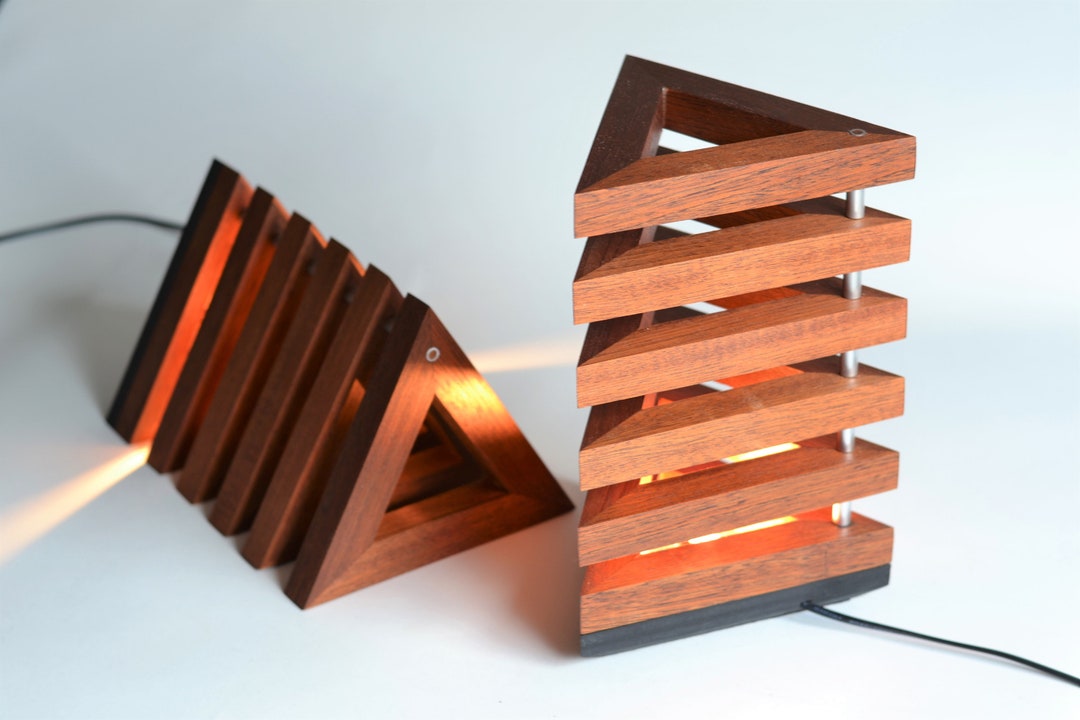 Wooden Desk Lamp Adjustable Triangles Accent Lamp Lampit Design - Etsy